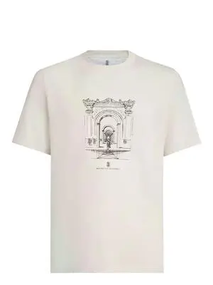 BRUNELLO CUCINELLI Cotton Jersey Crew Neck T-shirt With Print