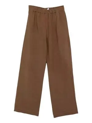 CENERE GB Wide Leg Elasticated Waistband Trousers - Brown