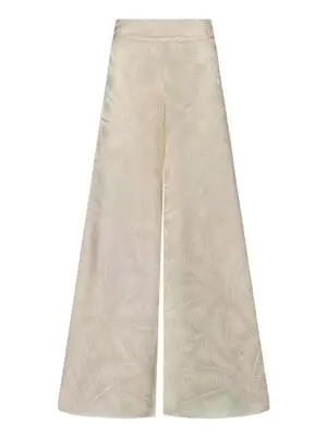 Johanna Ortiz Musical Palm-jacquard Wide-leg Trousers - Neutrals