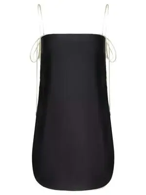 TEMILY Contrast-trim Spaghetti-strap Mini Dress - Black