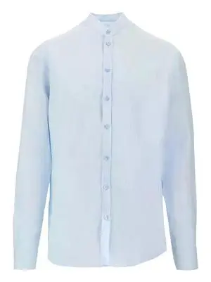 Emporio Armani Guru-collar Long-sleeve Shirt - Blue