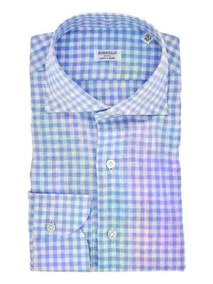 BORRIELLO NAPOLI Gingham-check Shirt - Blue