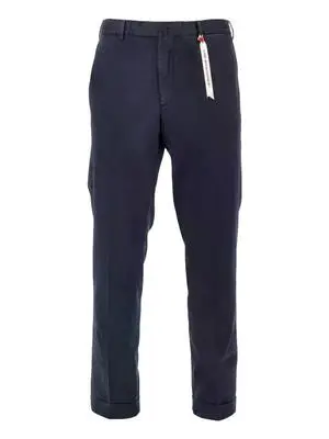 SANTANIELLO Tailored Trousers With Turned-up Hems - Blue