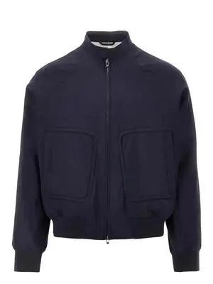 Emporio Armani Virgin Wool Zip-up Bomber Jacket - Blue