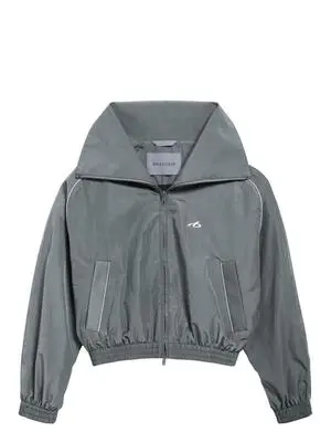 Balenciaga High Collar Track Jacket With Reflective Piping - Grey