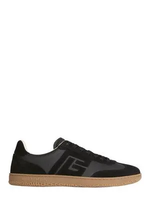 Balmain Swan Suede And Smooth Leather Lace-up Sneakers - Black