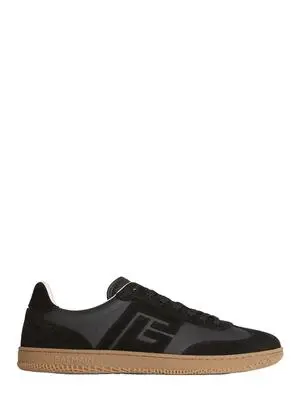 Balmain Balmain Swan Suede And Smooth Leather Lace-Up Sneakers Black