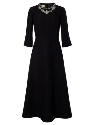 Valentino Garavani Crepe Couture Embellished Midi Dress - Black