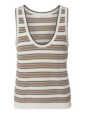 Brunello Cucinelli Striped Cotton-blend Top - Multicoloured