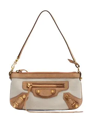 Balenciaga Mini Canvas And Suede Shoulder Bag - Beige