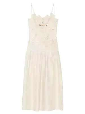 Sandro Guipure Lace Floral Midi Dress - Neutrals