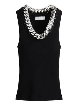 H&m Ribbed Vest Top With Chain Detail - Black