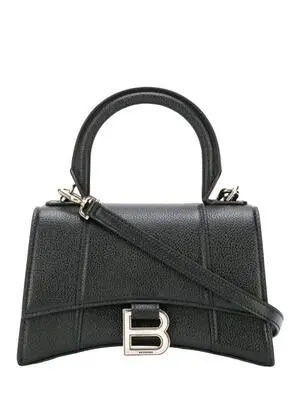 Balenciaga Grained Hourglass Top Handle Xs - Black