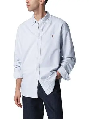 Polo Ralph Lauren Light Blue/white Striped Oxford Custom-fit Shirt - Multicolor