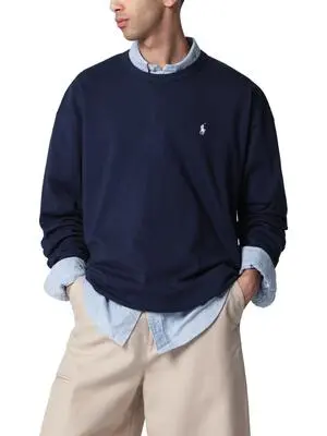Polo Ralph Lauren Navy Cotton Crewneck Sweatshirt - Blue