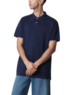 Polo Ralph Lauren Navy Cotton Custom Slim-fit Polo Shirt - Blue
