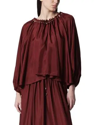 Zimmermann Aster Ruched Blouse - Burgundy