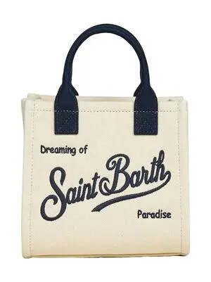 MC2 SAINT BARTH MC2 Saint Barth Embroidered Logo Cotton Twill Vanity Bag White