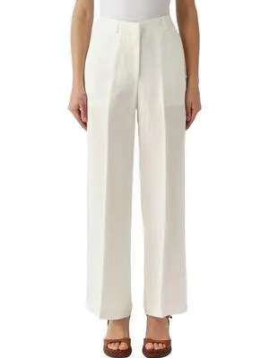 Malìparmi Linen Blend Palazzo Trousers - White 1