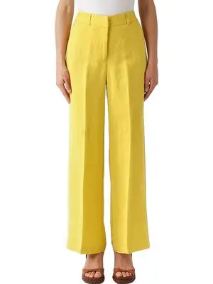 Malìparmi Linen Blend Palazzo Trousers - Yellow