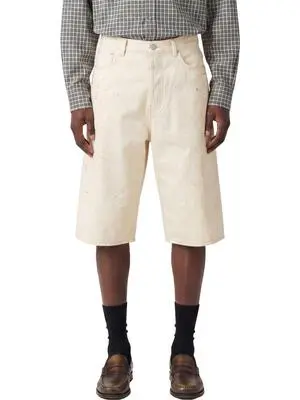 Acne Studios Cream Distressed Denim Shorts - Ivory