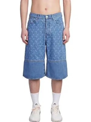 MARINE SERRE Printed Denim Pants - Gnawed Blue