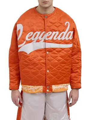 PDF Quilted Nylon Oversized Down Jacket - Orange