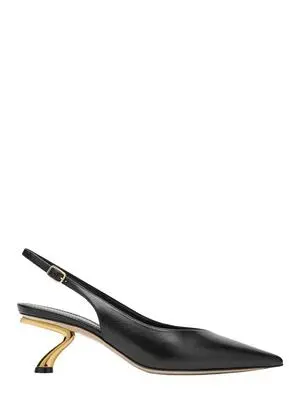 FERRAGAMO Calfskin Slingback Pumps With Sculptural Heel - Black