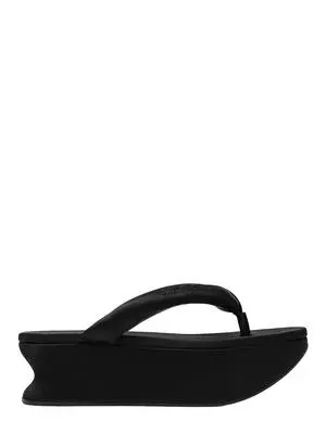 Balenciaga Satin Gaeta Wedge Flip Flops - Black