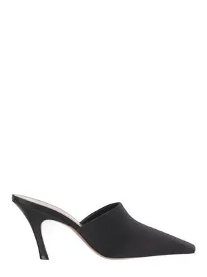 Amina Muaddi Jamie Silk Satin Mules - Black