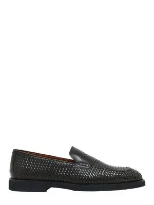 DOUCAL'S Penny Braided Leather Loafers - Blue