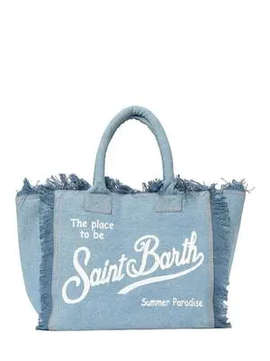MC2 SAINT BARTH Printed Cotton Vanity Bag With Logo - Blue 2