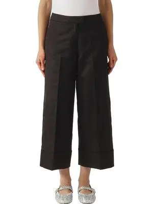 PT TORINO Cotton Blend Cropped Trousers - Black