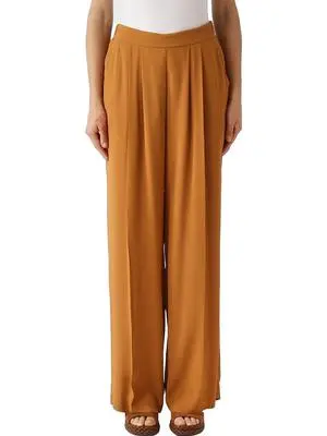 Malìparmi High-waisted Palazzo Trousers In Viscose - Amber