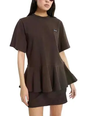 ROTATE BY BIRGER CHRISTENSEN Peplum T-shirt - Brown