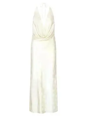 ROTATE BY BIRGER CHRISTENSEN White Floral Print" Halterneck Maxi Dress - Neutrals