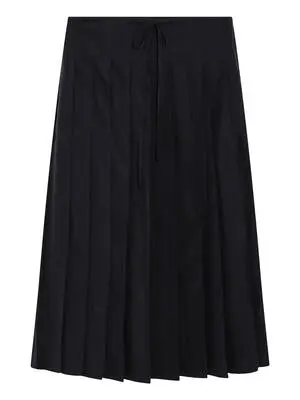 Prada Pleated Midi Skirt With Drawstring Waist - Blue