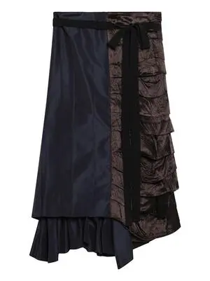 Prada Pleated Midi Skirt With Drawstring Waist - Blue