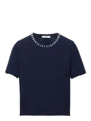 Prada Embellished Fine Knit Sweater - Blue