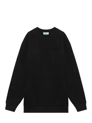 Prada Short Plush Dress With Logo Triangle - Black
