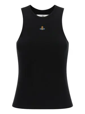 VIVIENNE WESTWOOD VIVIENNE WESTWOOD Ribbed Cotton Jersey Top With Orb Embroidery