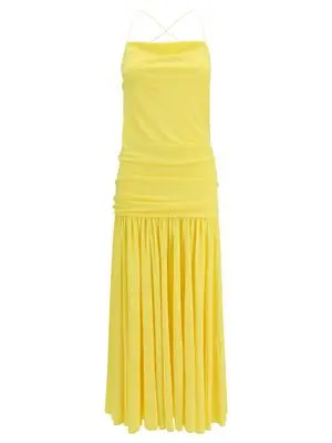 Jacquemus Pleated Midi Dress - Yellow