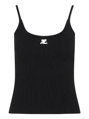 COURREGES Rib Knit Tank Top - Black