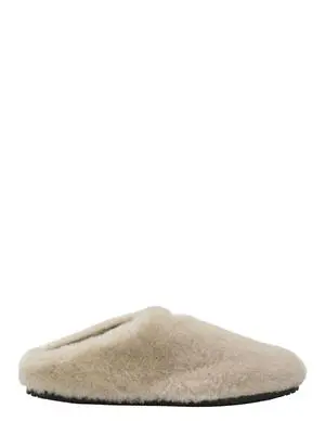 Prada Shearling Clogs - Cream
