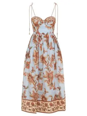Zimmermann Aster Corset Midi Dress - Blue