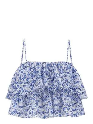 Isabel Marant Étoile Erisa" Floral Print Cotton Top - Blue