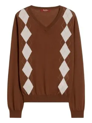 Max Mara V-neck Argyle Sweater - Brown
