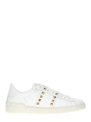 Valentino Garavani VALENTINO GARAVANI White Leather Studded Sneakers Multicolor