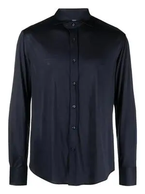 BRUNELLO CUCINELLI Brunello Cucinelli Men Silk And Cotton Jersey Shirt With Spread Collar
