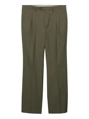 Prada Pleated Wool Blend Trousers - Green